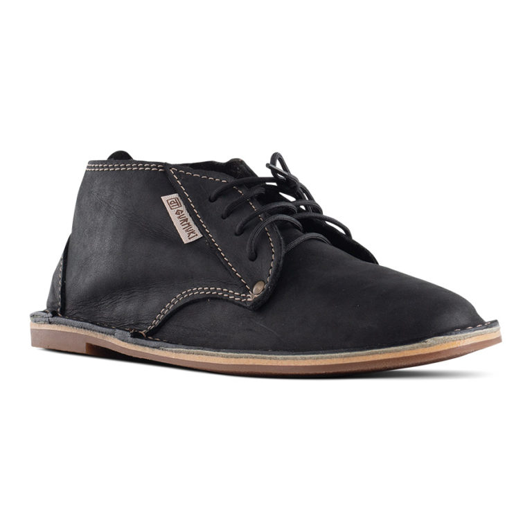 Gurmuki Handmade Leather Ankle Vellies Veldskoen - Black
